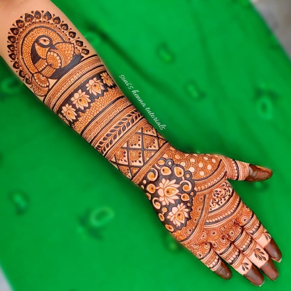 Lotus Mehndi Design For Front Hand & Back Hand